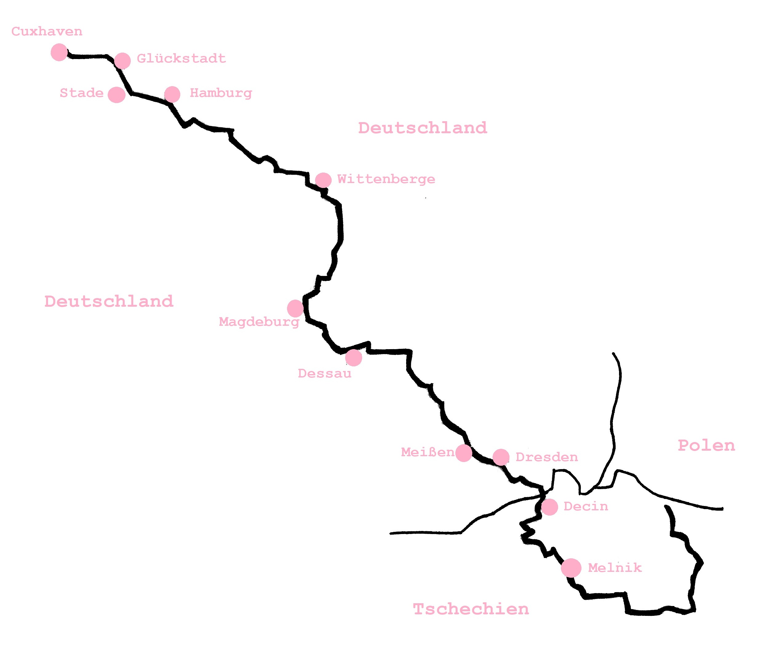 Elbe - Elbwanderung von der Kugelbake zur Quelle - Weite Felder